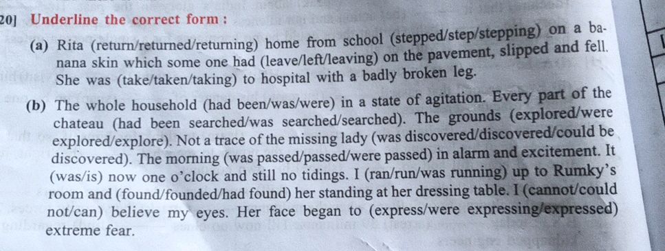 20] Underline the correct form: (a) Rita | StudyX