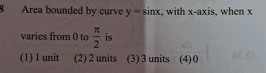 Area bounded by curve $y = ext{sinx}$, with | StudyX
