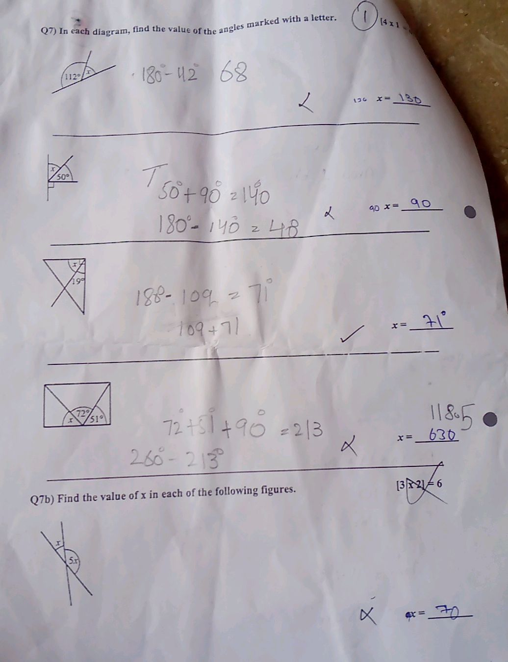 Q7) In each diagram, find the value of the | StudyX
