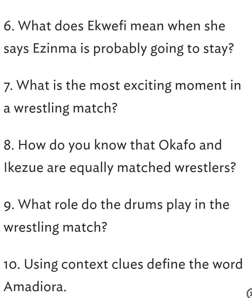 6. What does Ekwefi mean when she says | StudyX