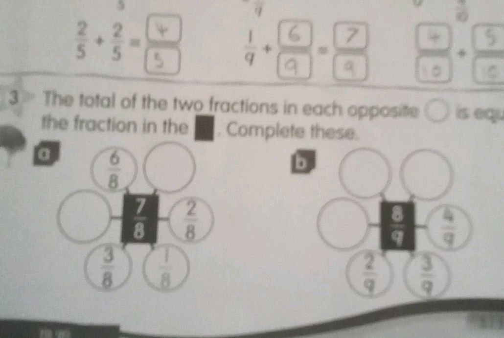 The total of the two fractions in each | StudyX