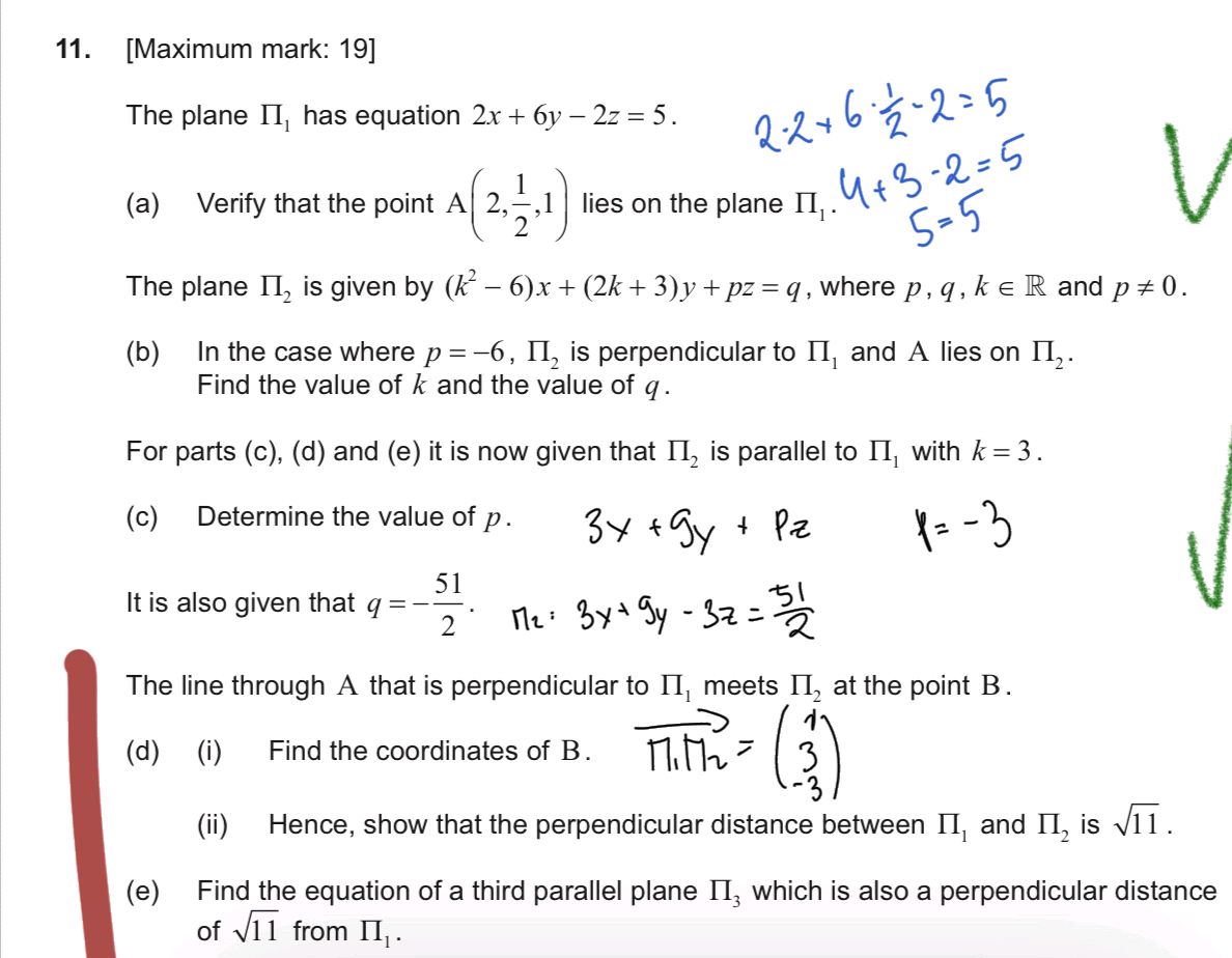 11. [Maximum mark: 19] The plane $ _1$ has | StudyX