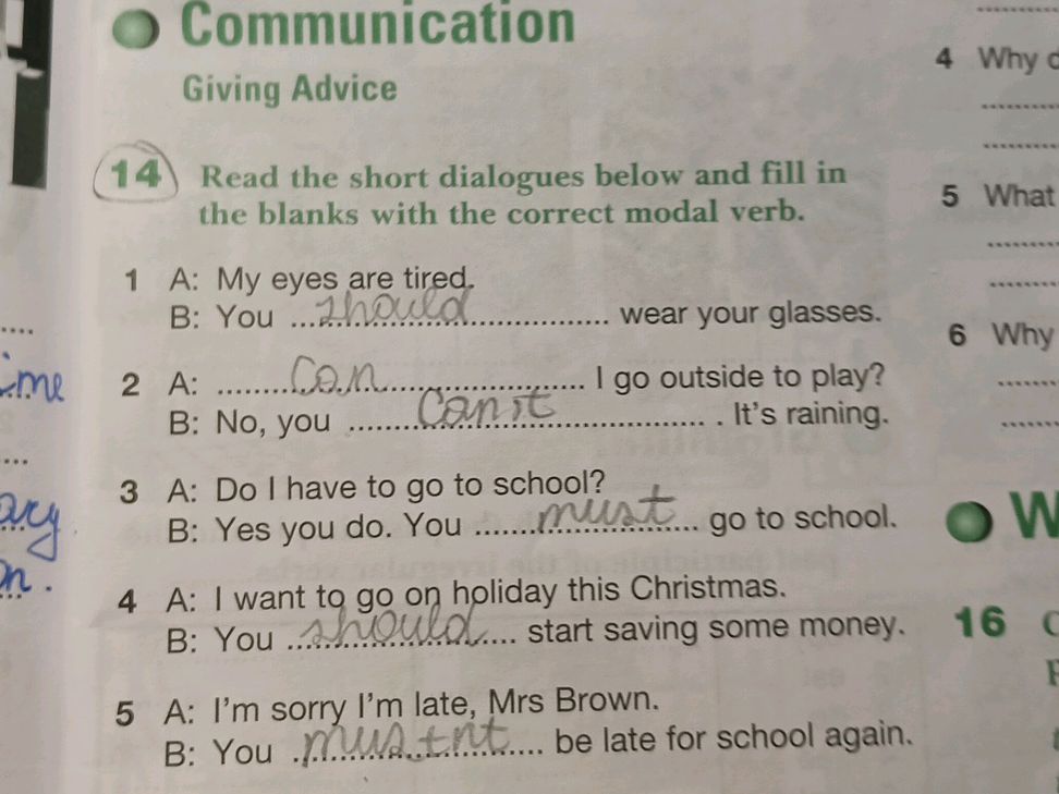 Read the short dialogues below and fill in | StudyX