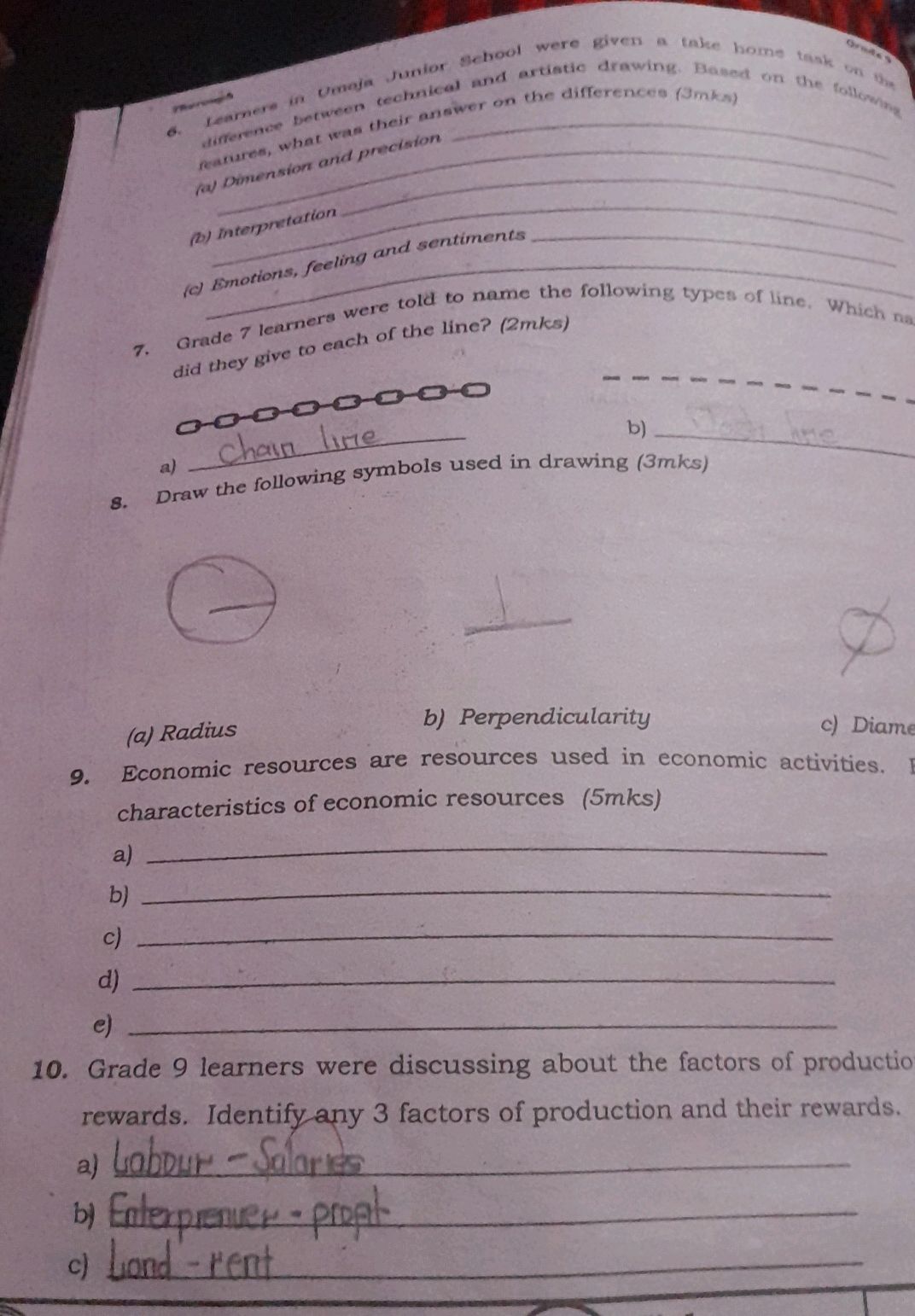 7. Grade 7 learners were told to name the | StudyX