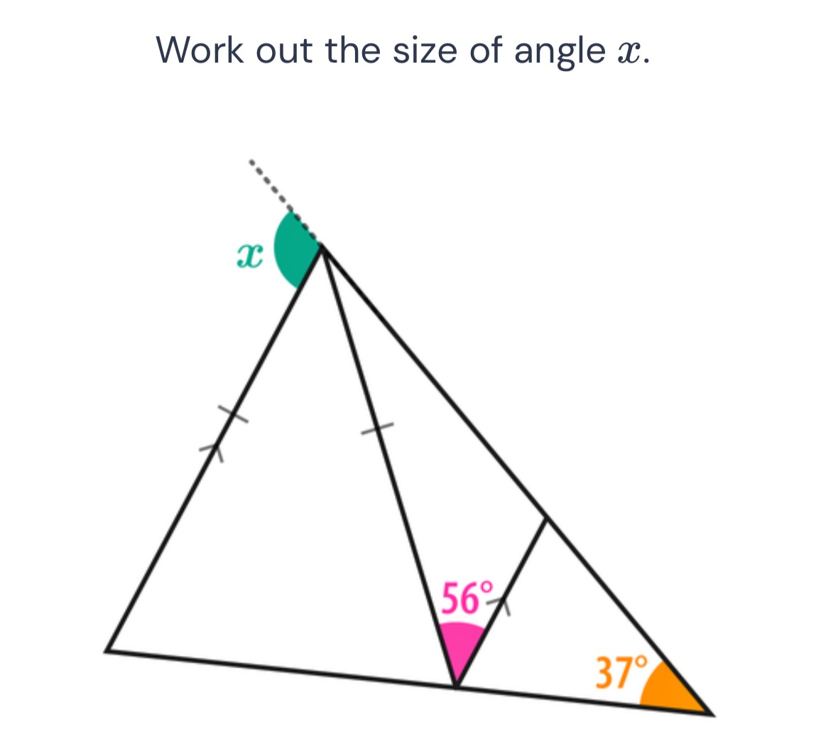 Work out the size of angle $x$. The image | StudyX