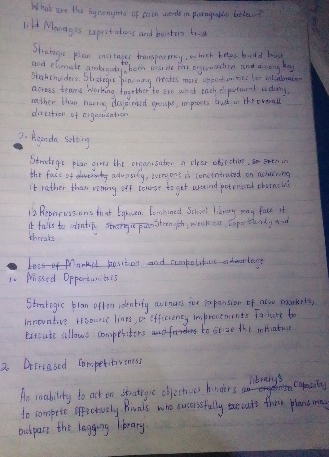 What are the synonyms of each words in | StudyX