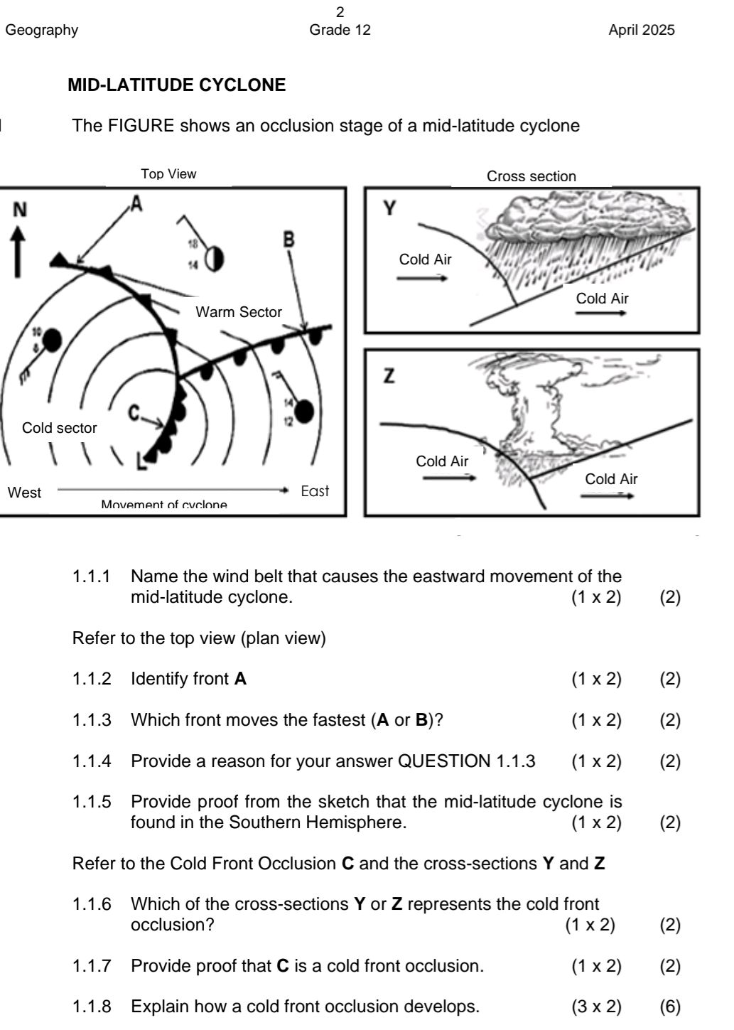 MID-LATITUDE CYCLONE The FIGURE shows an | StudyX