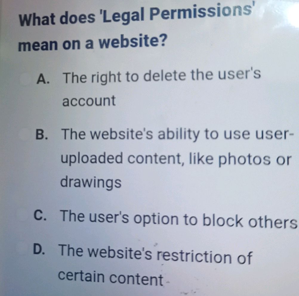 What does 'Legal Permissions' mean on a | StudyX