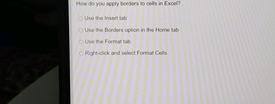 How do you apply borders to cells in Excel? | StudyX