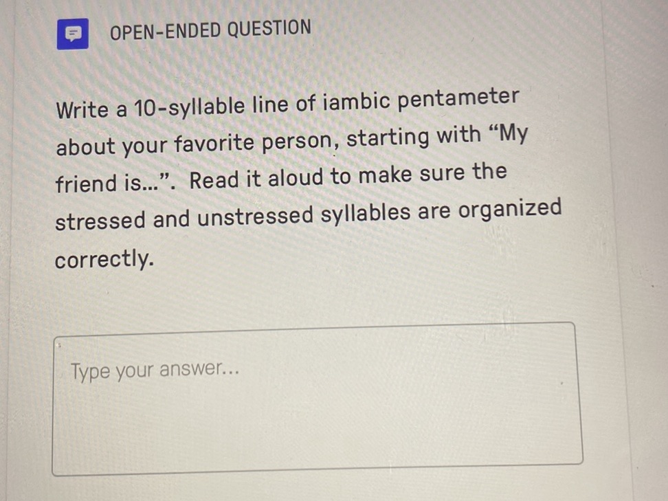 Write a 10-syllable line of iambic | StudyX