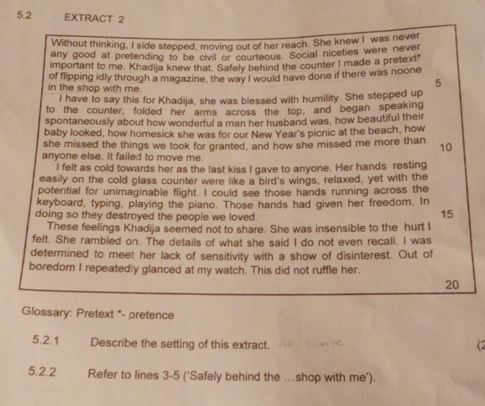 5. 2.1 Describe the setting of this | StudyX