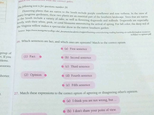 26. Which sentences are fact, and which ones | StudyX