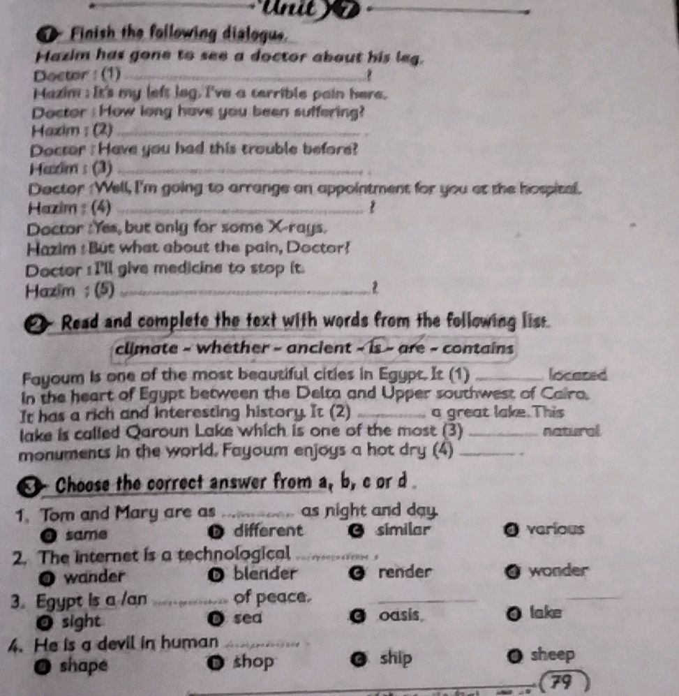 1. Finish the following dialogue. Hazim has | StudyX