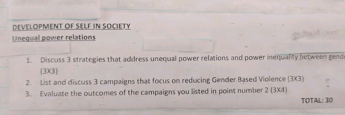 DEVELOPMENT OF SELF IN SOCIETY Unequal power | StudyX