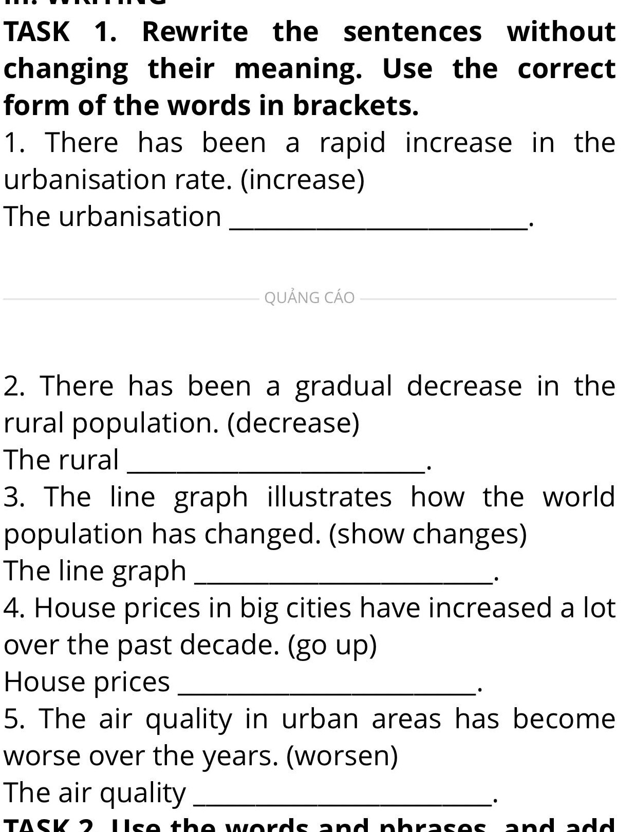 TASK 1. Rewrite the sentences without | StudyX