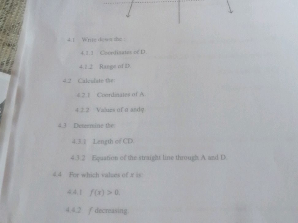 4.1 Write down the: 4.1.1 Coordinates of D. | StudyX