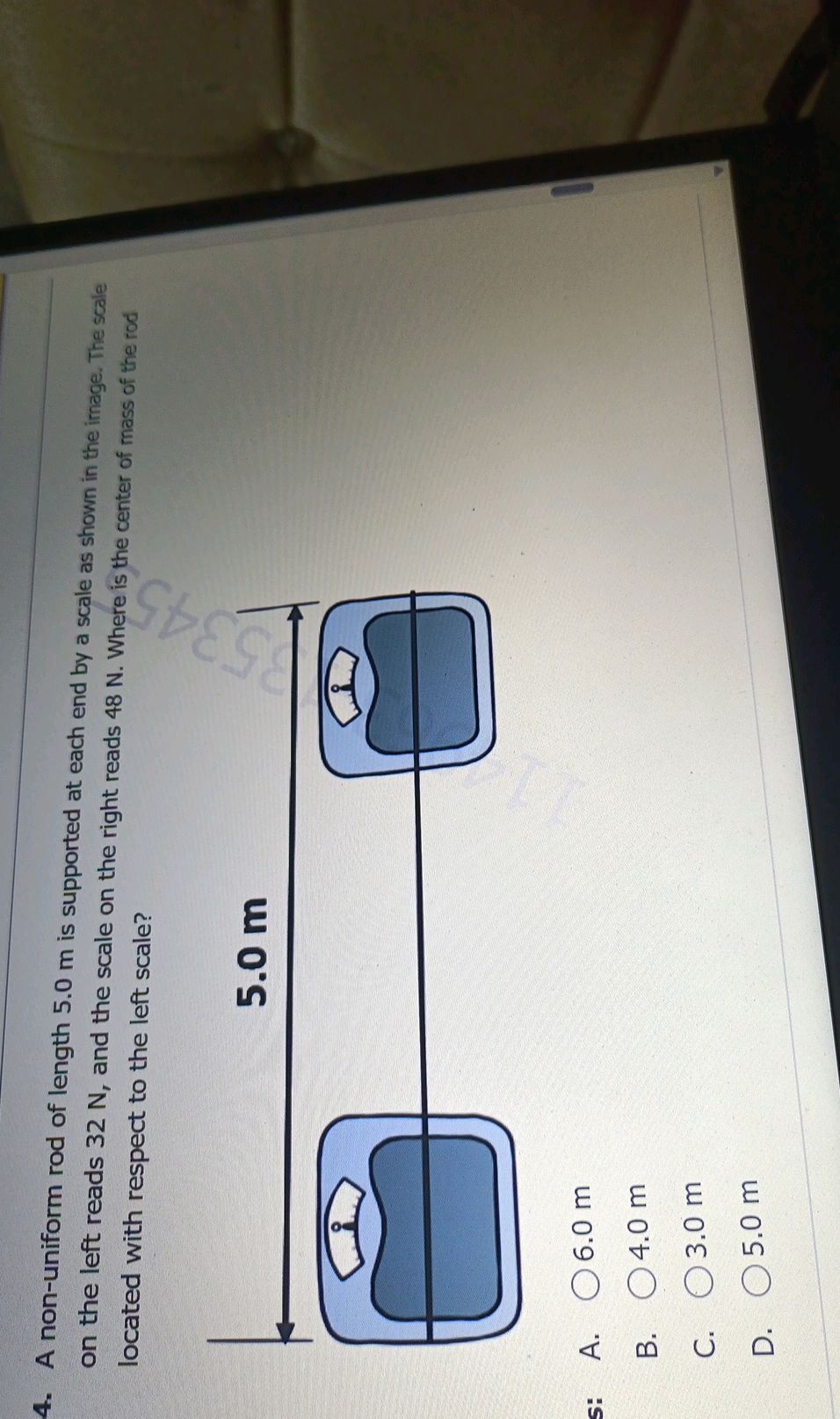 4. A non-uniform rod of length 5.0 m is | StudyX
