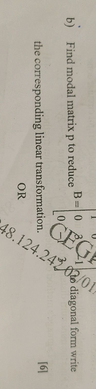 b) Find modal matrix p to reduce $B = 0 | StudyX