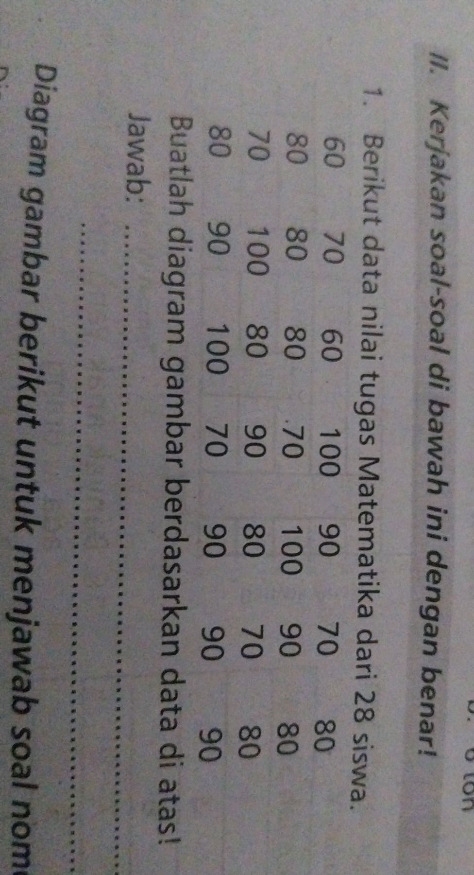 1. Berikut data nilai tugas Matematika dari | StudyX