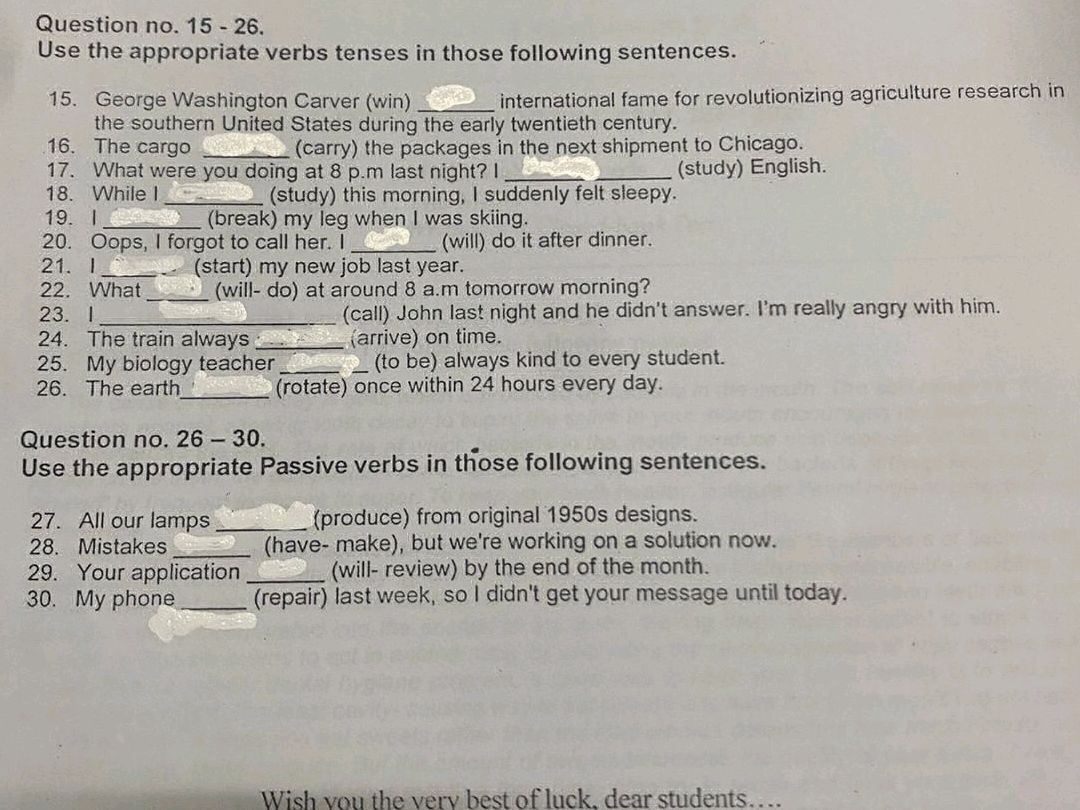 Question no. 15 - 26. Use the appropriate | StudyX