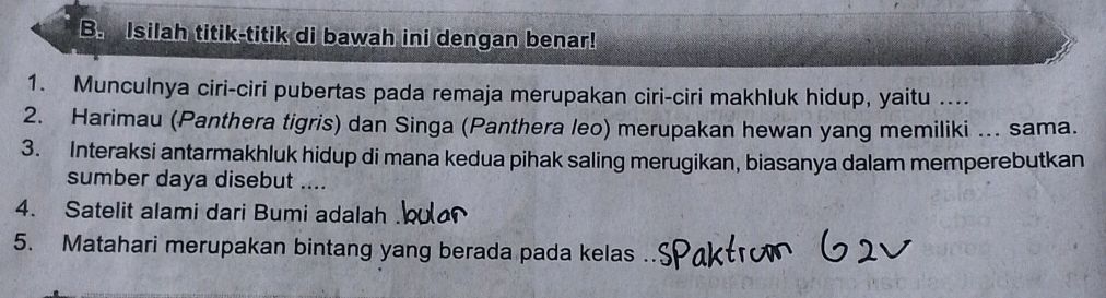 B. Isilah titik-titik di bawah ini dengan | StudyX
