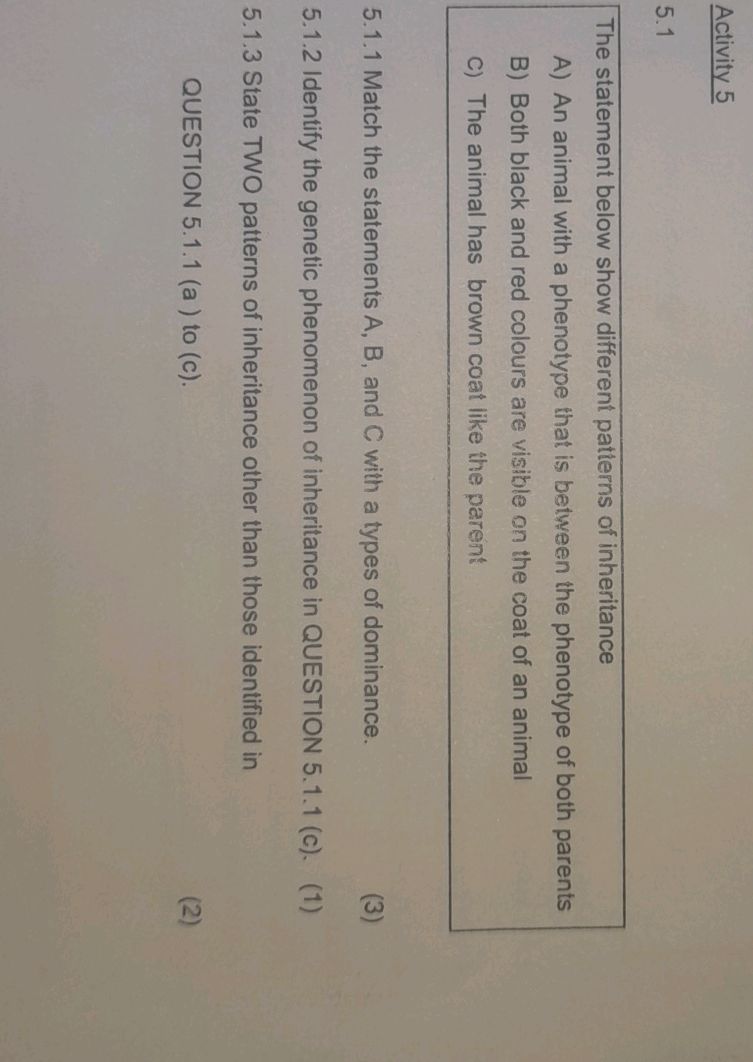 5.1 The statement below show different | StudyX