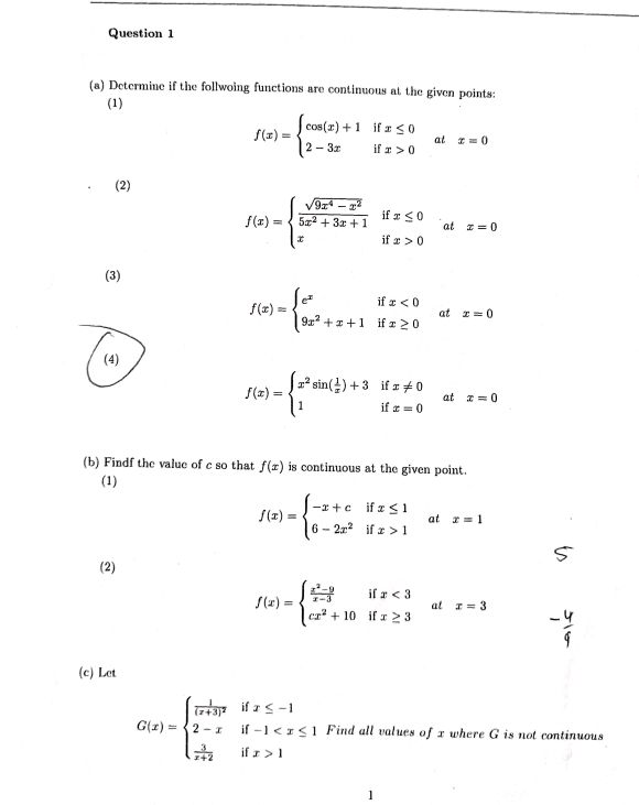 Question 1 (a) Determine if the following | StudyX