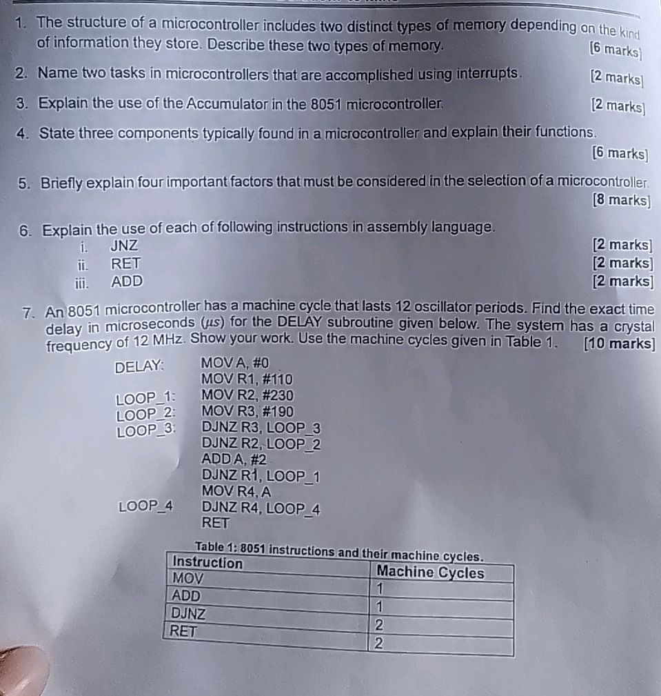 1. The structure of a microcontroller | StudyX