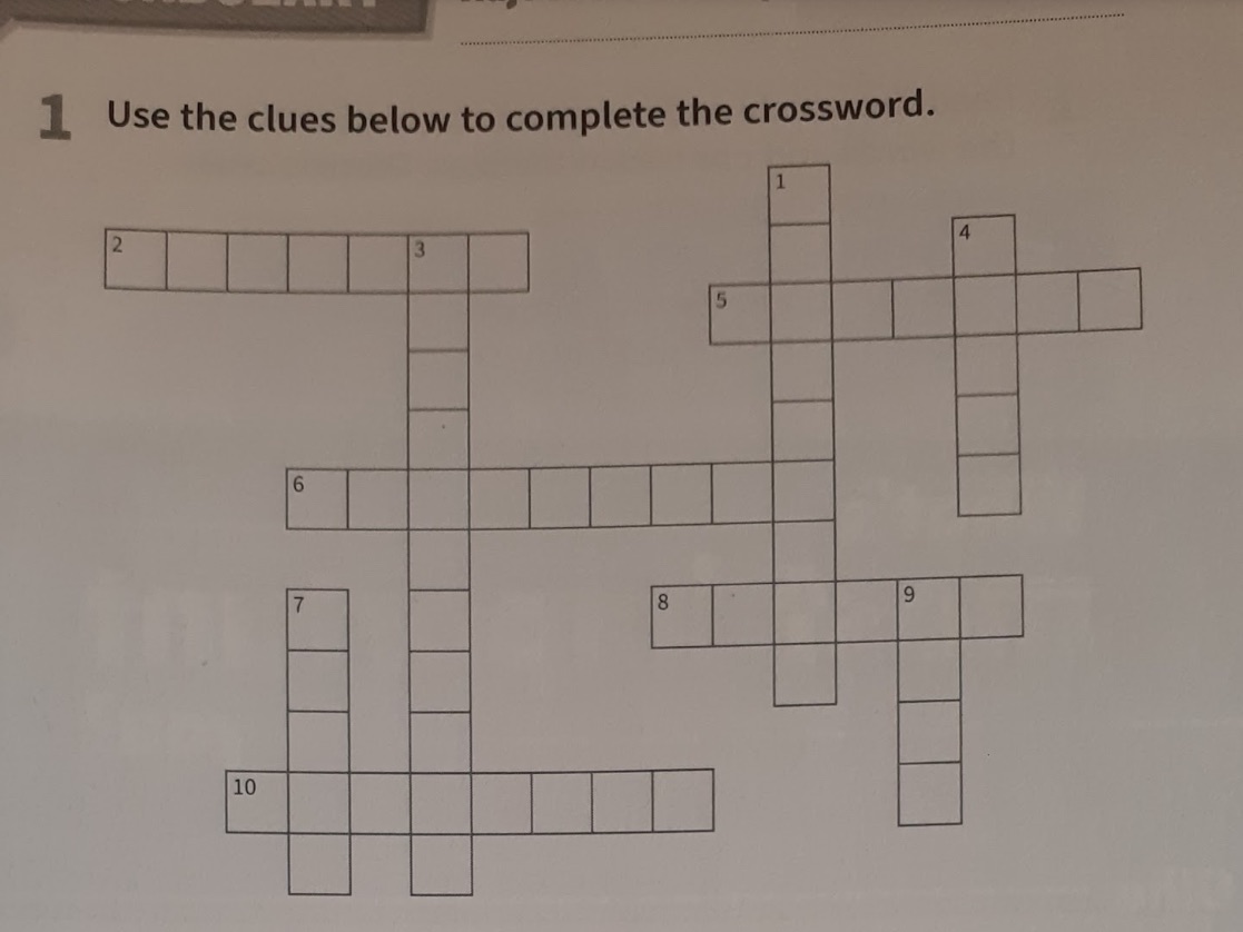 1 Use the clues below to complete the | StudyX