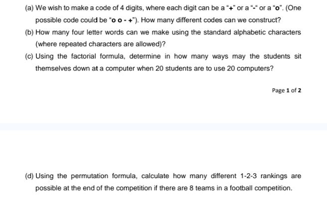 (a) We wish to make a code of 4 digits, | StudyX