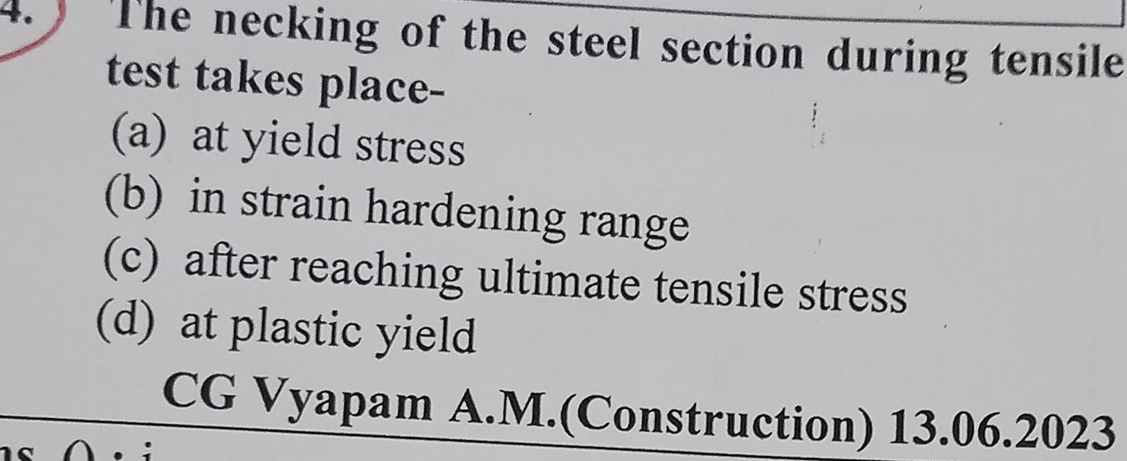 The necking of the steel section during | StudyX