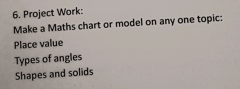 6. Project Work: Make a Maths chart or model | StudyX