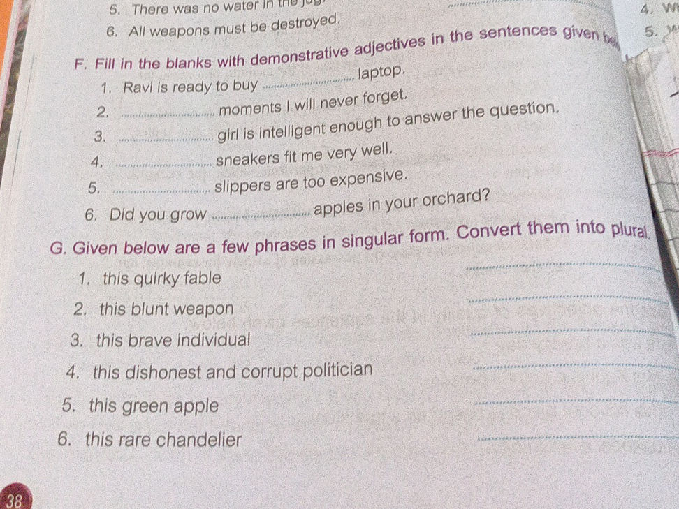 F. Fill in the blanks with demonstrative | StudyX