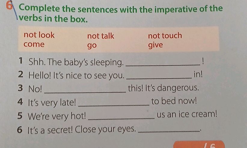 Complete the sentences with the imperative | StudyX