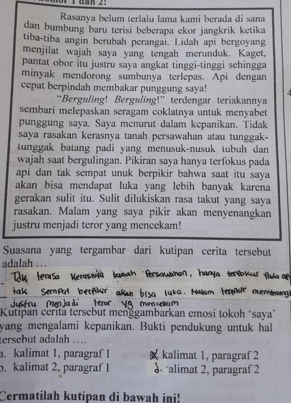 Suasana yang tergambar dari kutipan cerita | StudyX