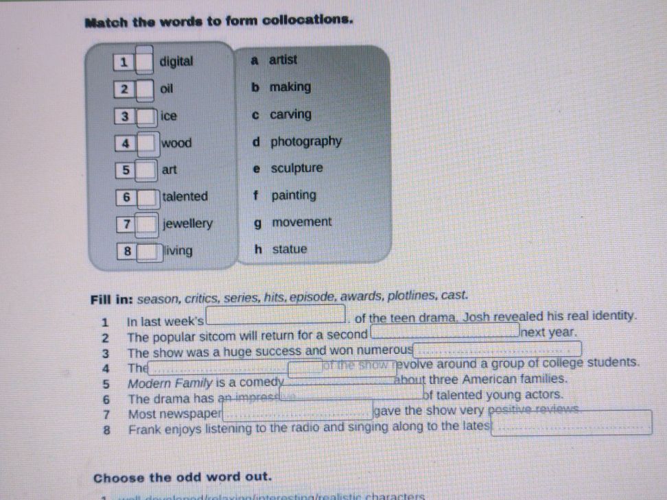 Match the words to form collocations. 1 | StudyX