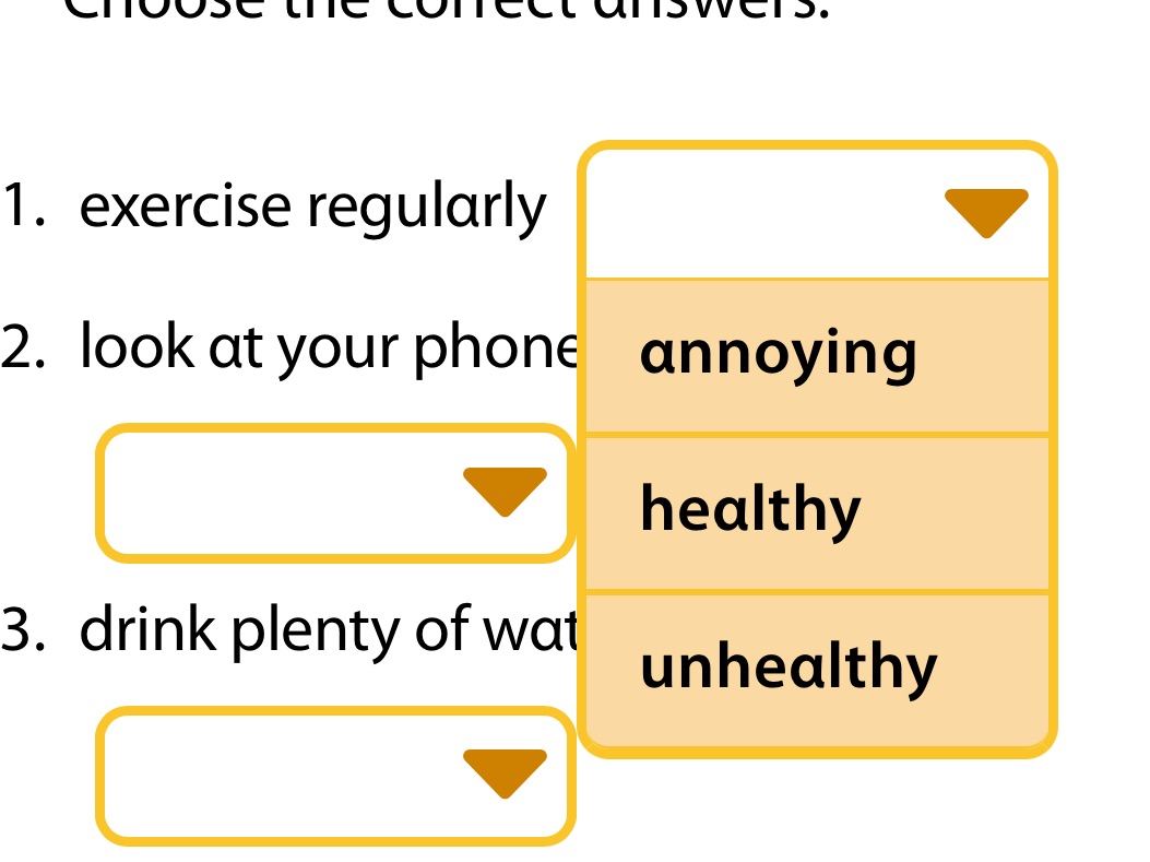 Choose the correct answers. 1. exercise | StudyX