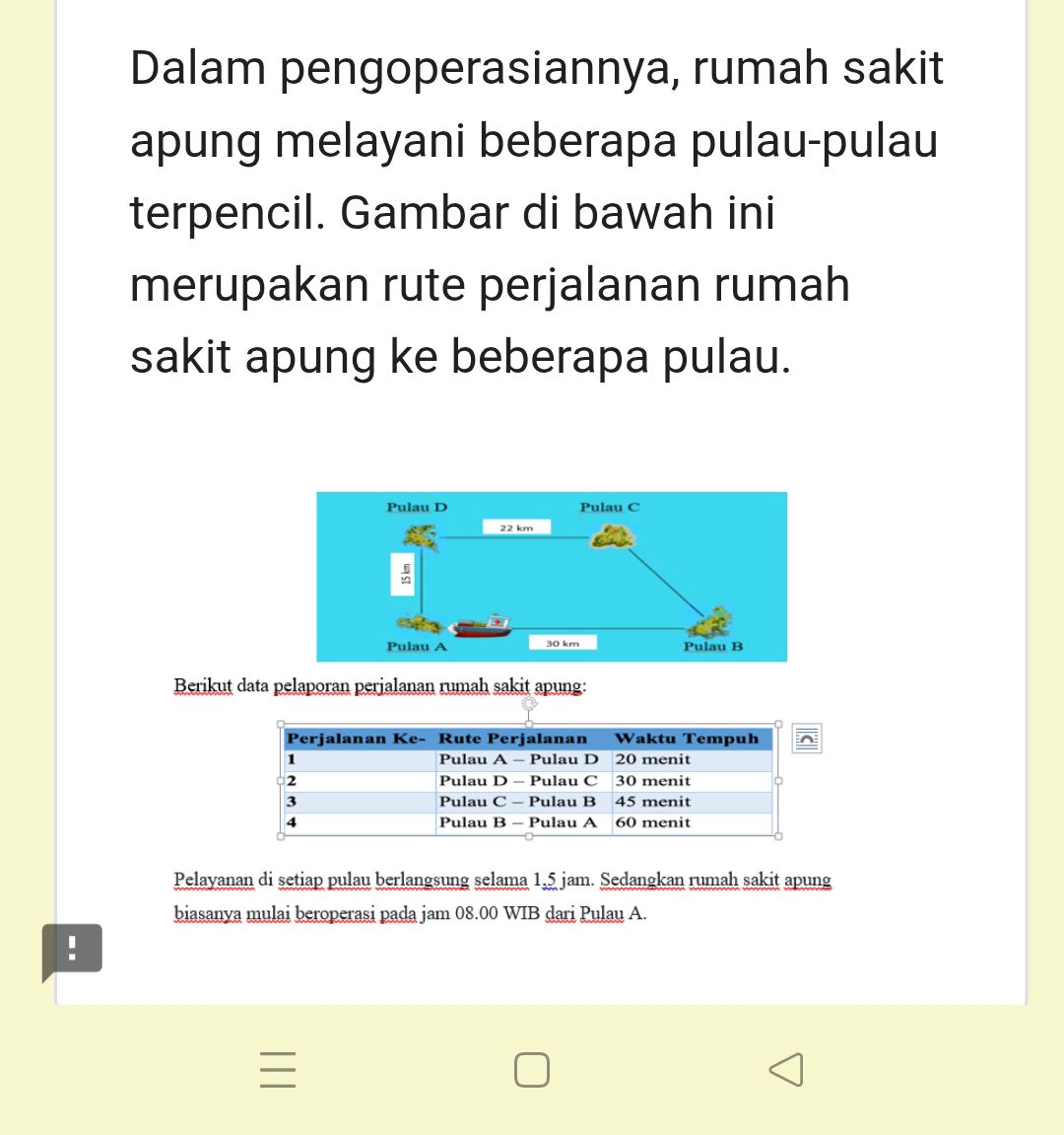 Berdasarkan peta rute perjalanan rumah sakit