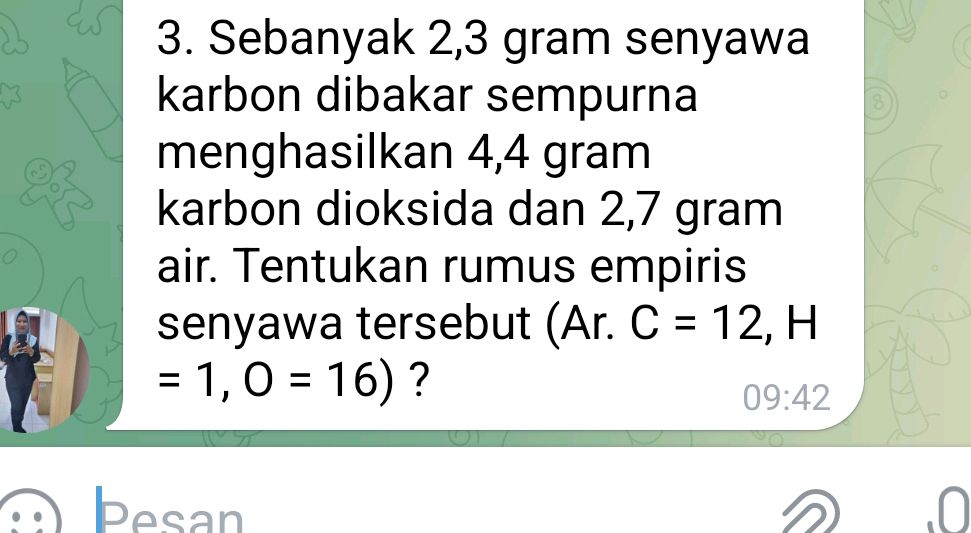 3. Sebanyak 2,3 gram senyawa karbon dibakar | StudyX