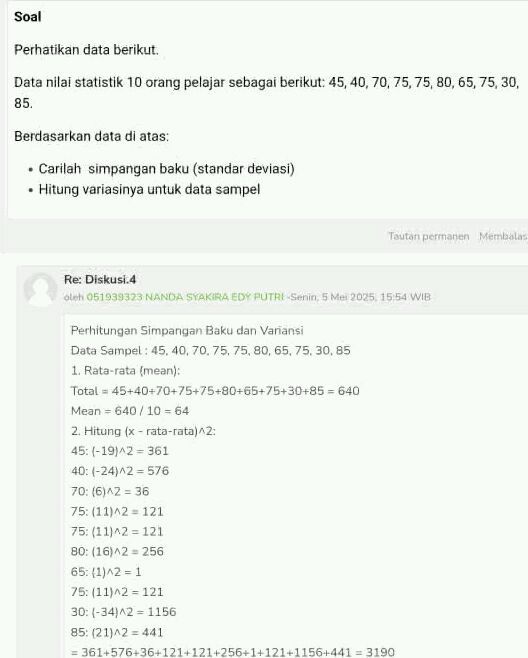 Soal Perhatikan data berikut. Data nilai | StudyX