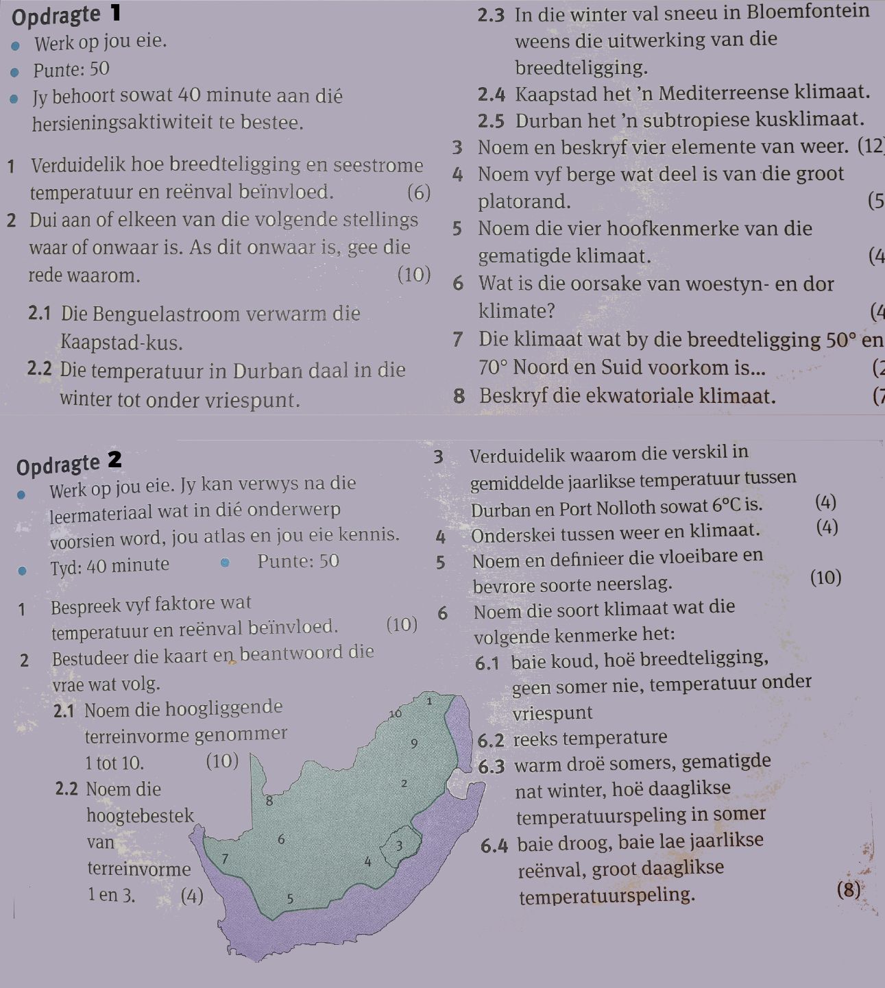 Verduidelik hoe breedteligging en seestrome | StudyX