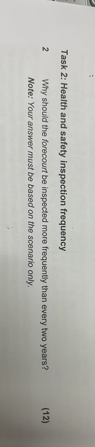 Task 2: Health and safety inspection | StudyX