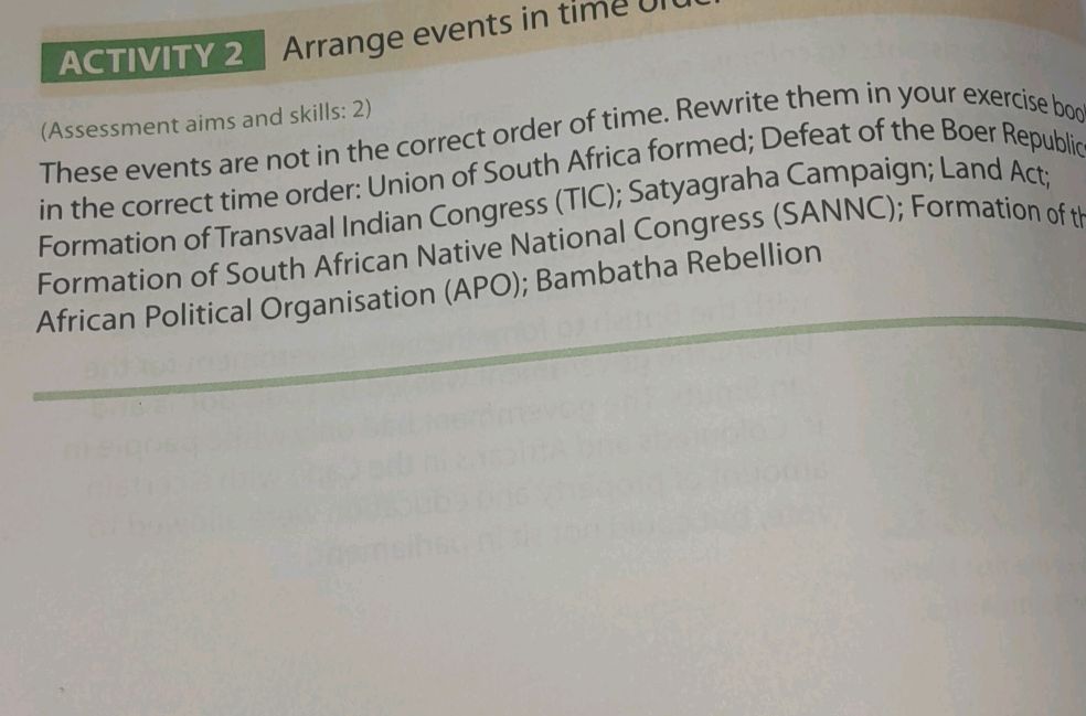 These events are not in the correct order of | StudyX