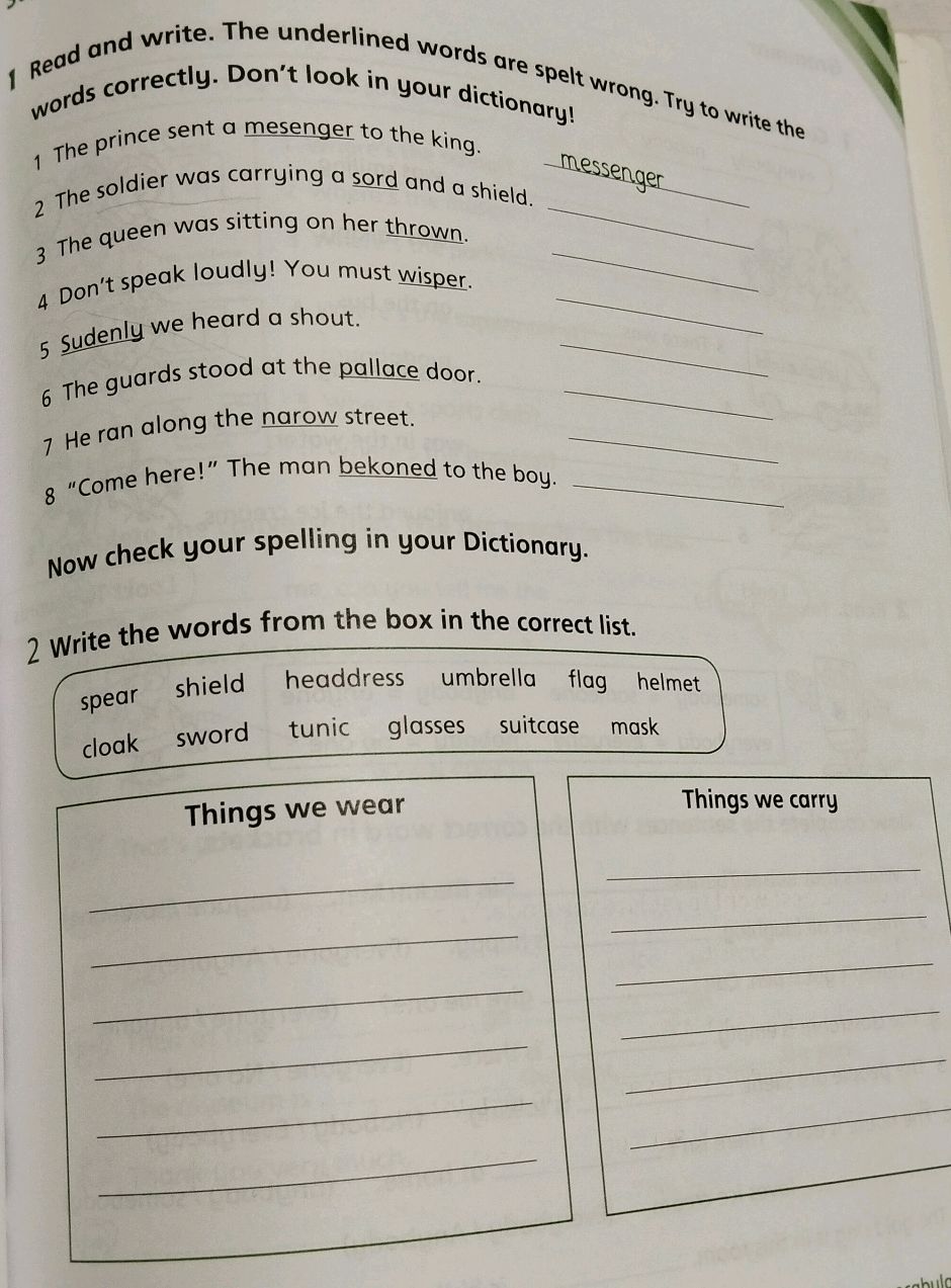 1 Read and write. The underlined words are | StudyX