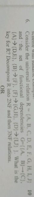 6. Consider the universal relation R = (A, | StudyX