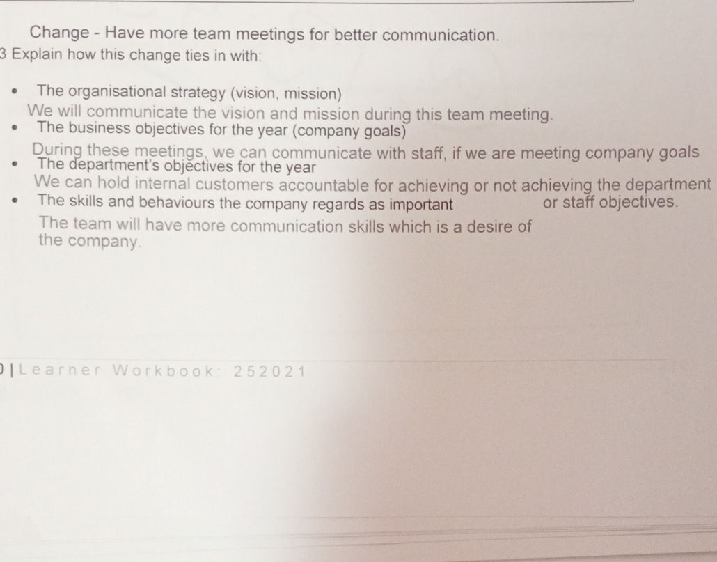 Change - Have more team meetings for better | StudyX
