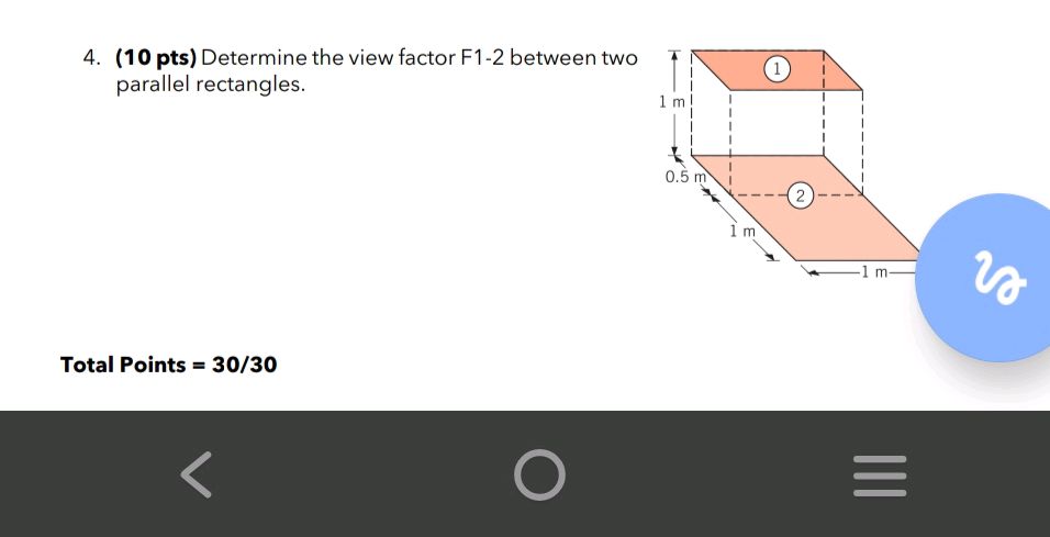 4. (10 pts) Determine the view factor F1-2 | StudyX