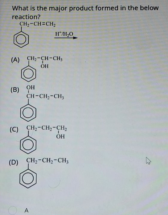 What is the major product formed in the | StudyX