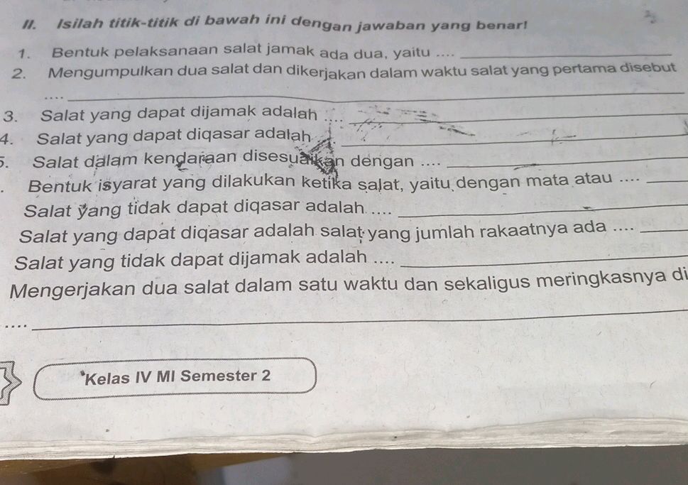 1. Bentuk pelaksanaan salat jamak ada dua, | StudyX