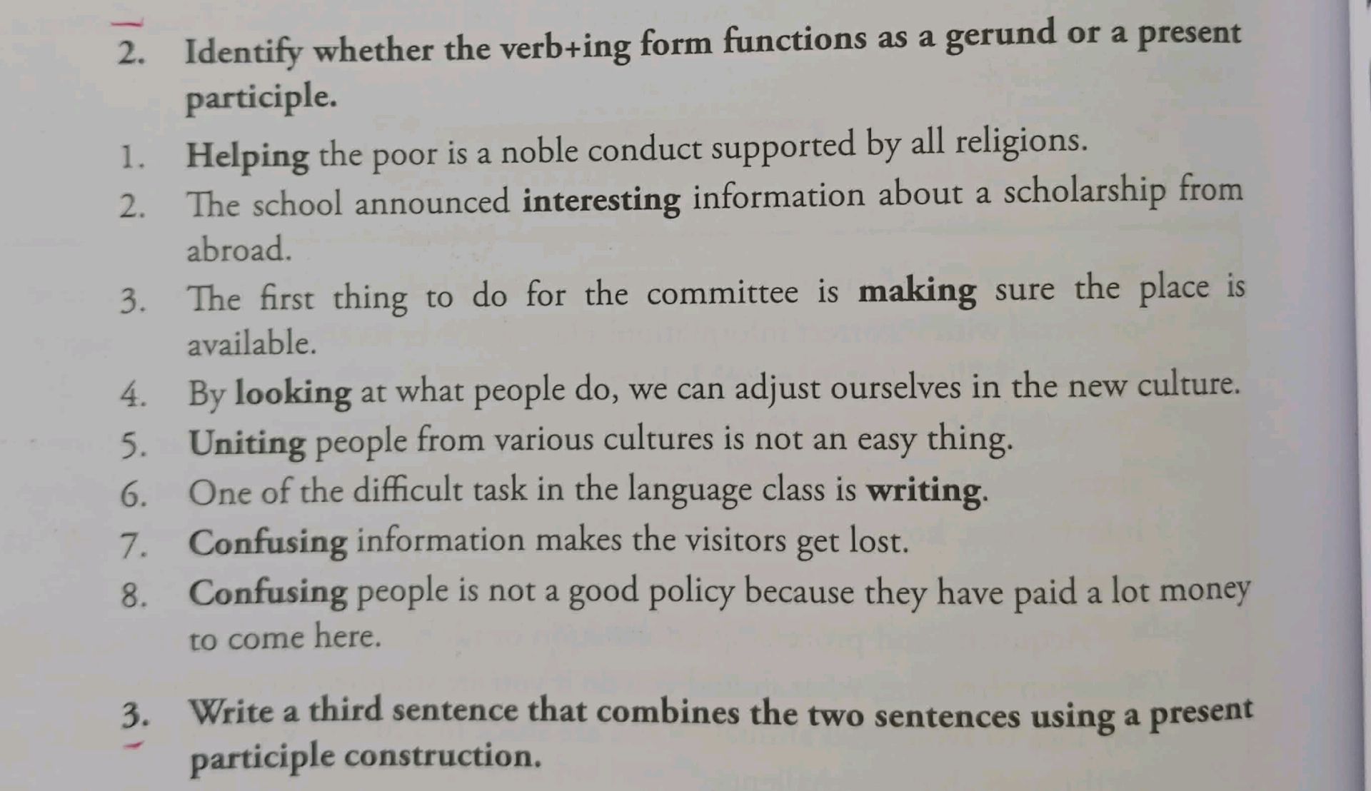 2. Identify whether the verb+ing form | StudyX